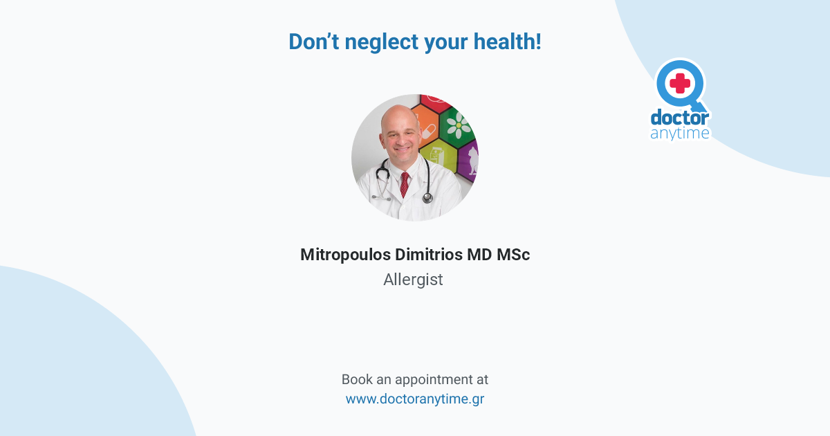 Dimitrios MD MSc Mitropoulos Allergist: Book an online appointment